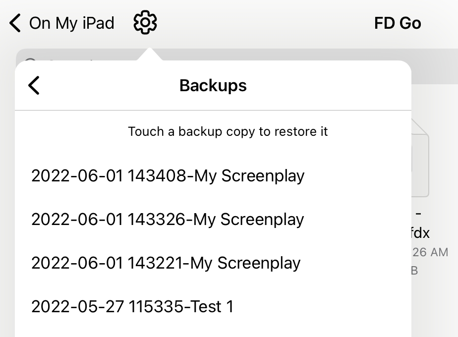 How do I access the backups in Final Draft Go? – Final Draft