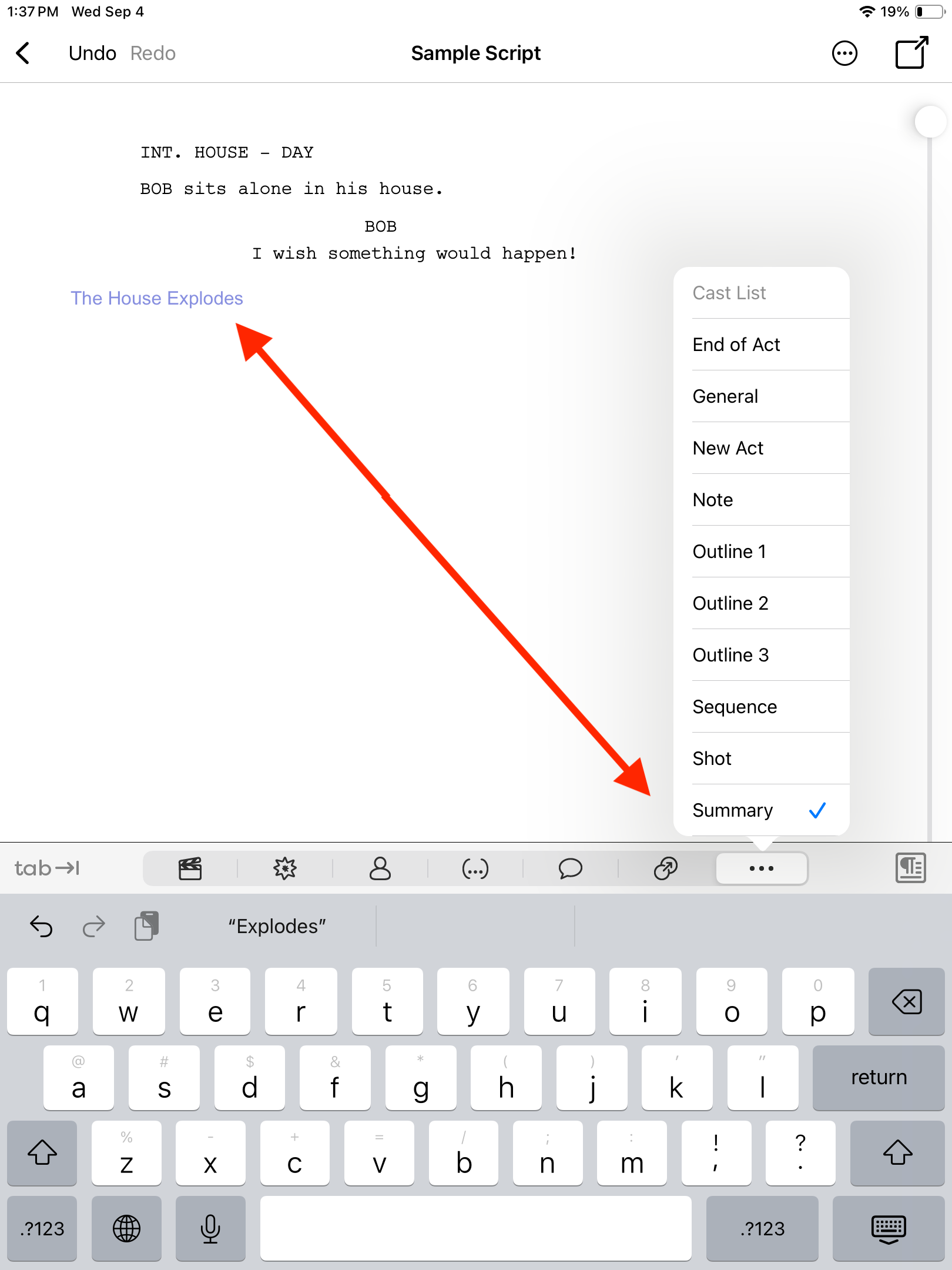 In Final Draft Go Can I Swipe To Switch Between Elements Final Draft