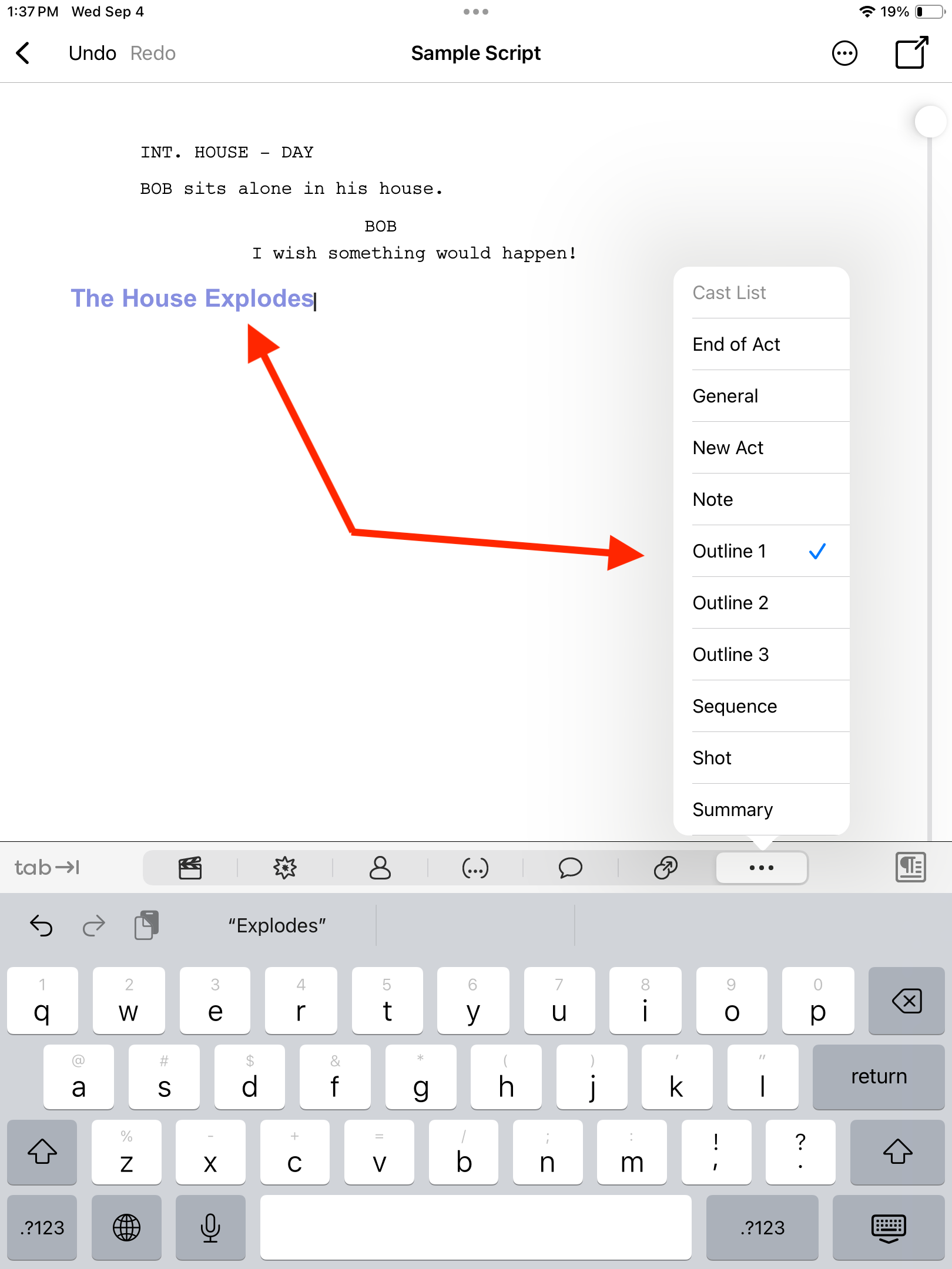 In Final Draft Go Can I Swipe To Switch Between Elements Final Draft
