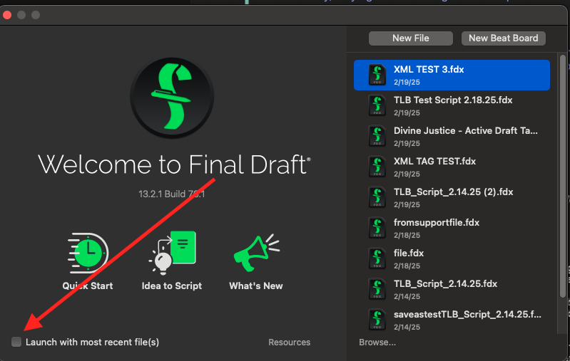 When I open Final Draft it opens with the wrong file. – Final Draft